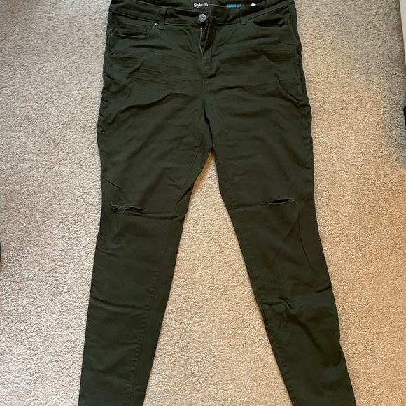 Style & Co. | Jeans | Dark Green Jean With Ripped Knee | Poshmark